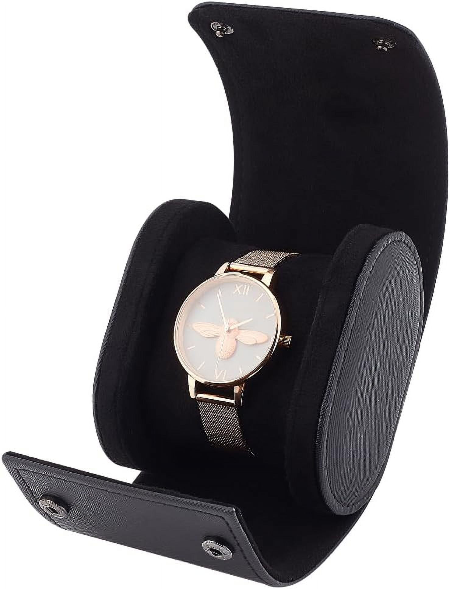Black Leather Watch Storage Box Single Watch Storage with Suede Lining ...