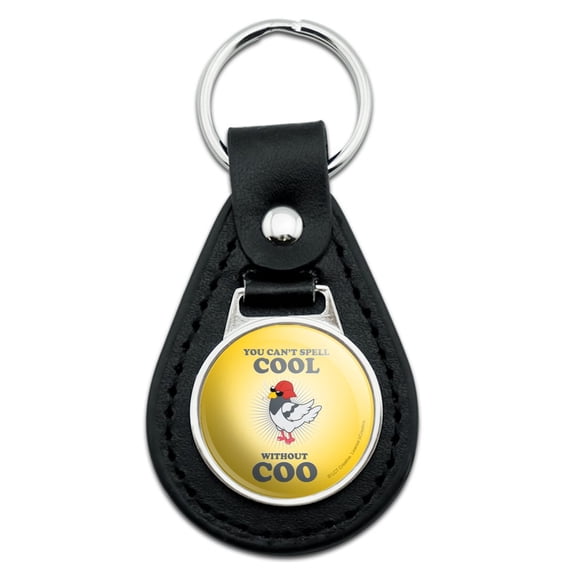 Black Leather You Can't Spell Cool Without Coo Funny Humor Keychain ...