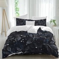 Black Leaves 4 Piece Duvet Cover Set Full Size Abstract Art White Dots ...