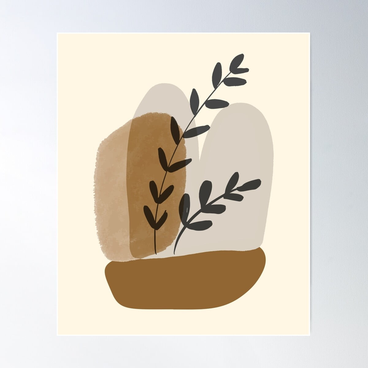 Black Leaves Blossom Abstract Shapes Warm Toned Boho Design Poster Wall ...