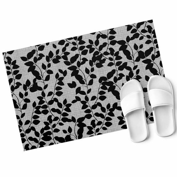 Black Leaves Door Mat Branch Pattern Non Slip Absorbent Entrance Mat ...