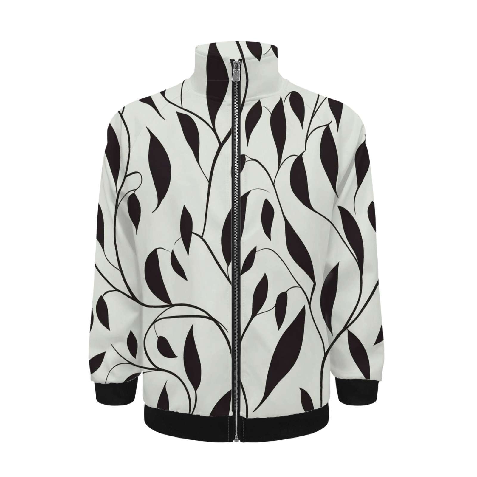 Black Leaves Elegant Floral Pattern Jacket Men's Street Cool Long ...