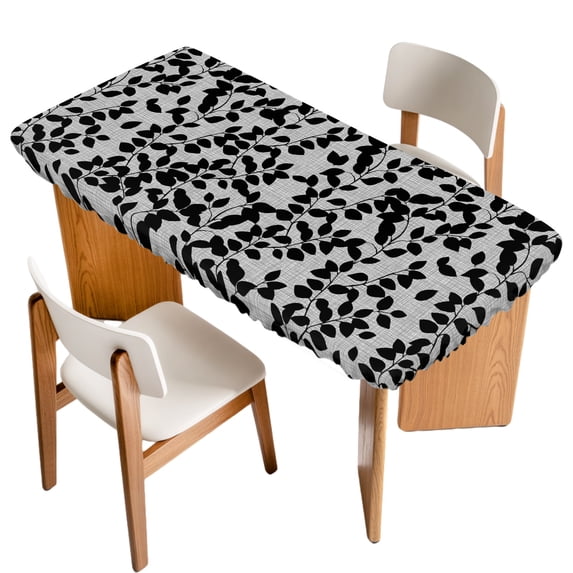 Black Leaves Fitted Rectangle Tablecloth 24" x 50" Branch Pattern ...
