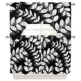 Black Leaves Kitchen Curtains Swag Valance and Tier Curtains Set 24 ...