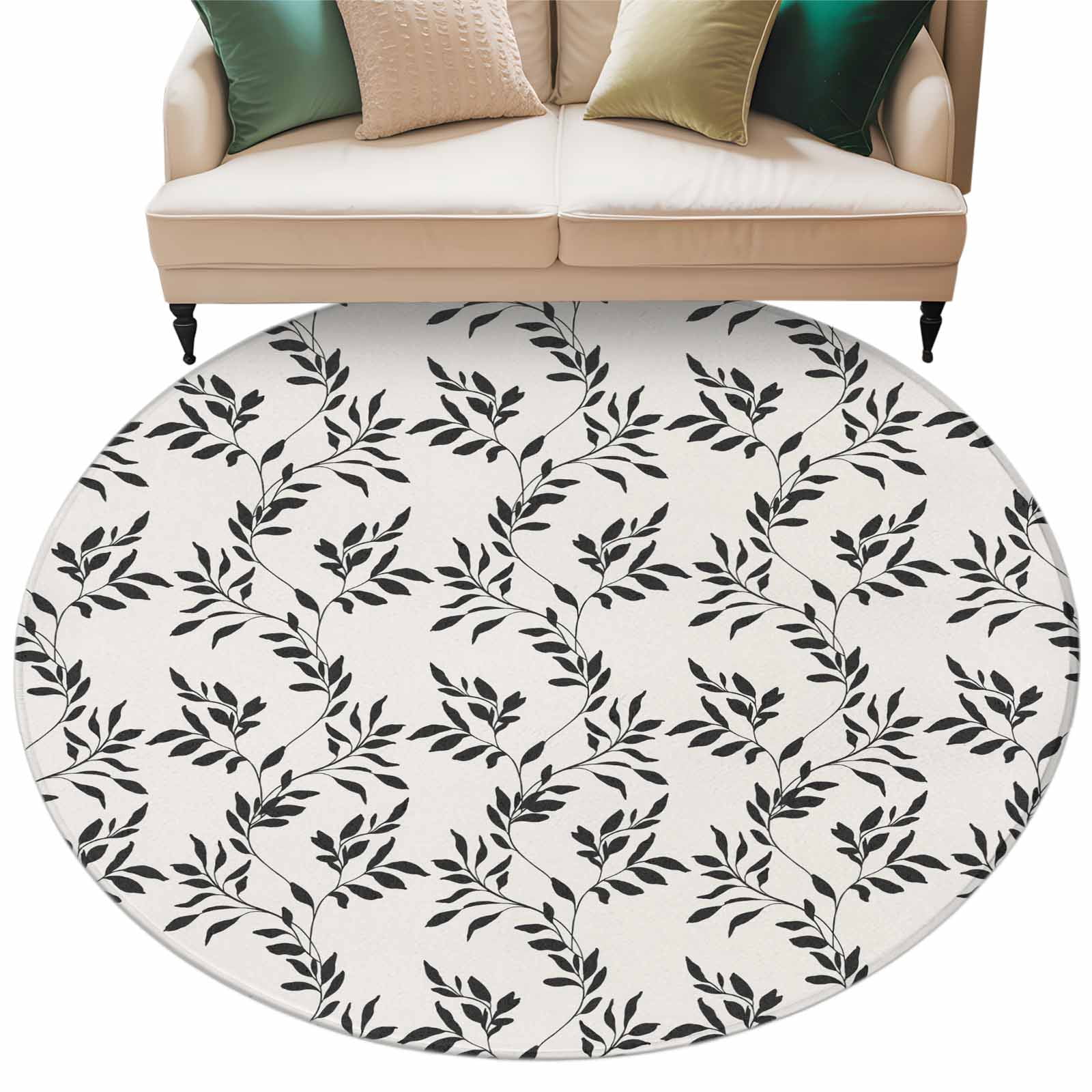 Black Leaves Large Area Rugs for Bedroom Living Room, Soft Non Slip ...