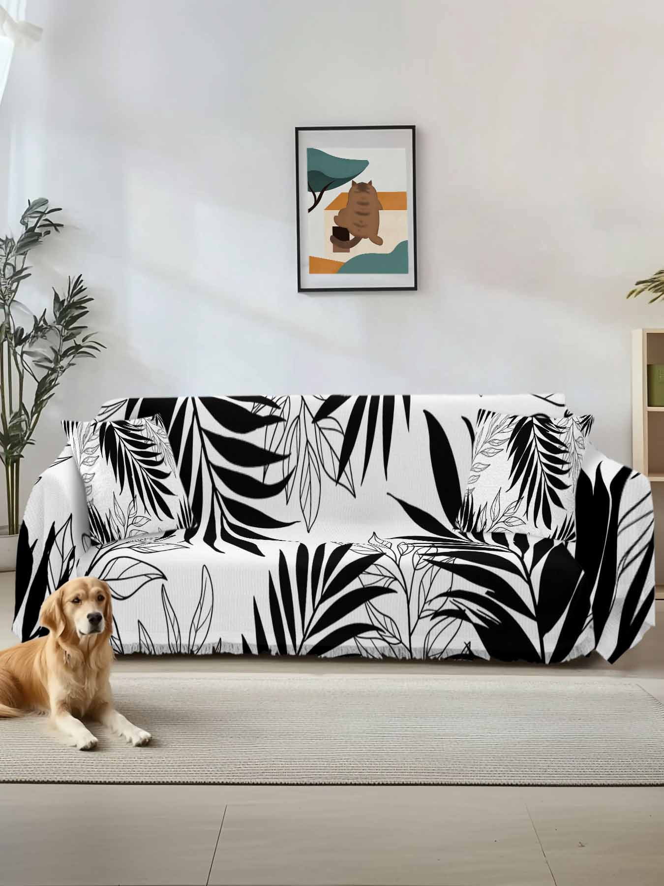 Black Leaves Sofa Cover Blanket Couch Covers for Armchair Cushion,Couch ...