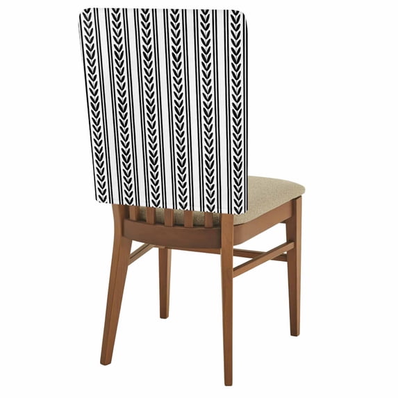 Black Leaves Striped Chair Back Covers Set of 6 Rustic Farmhouse ...