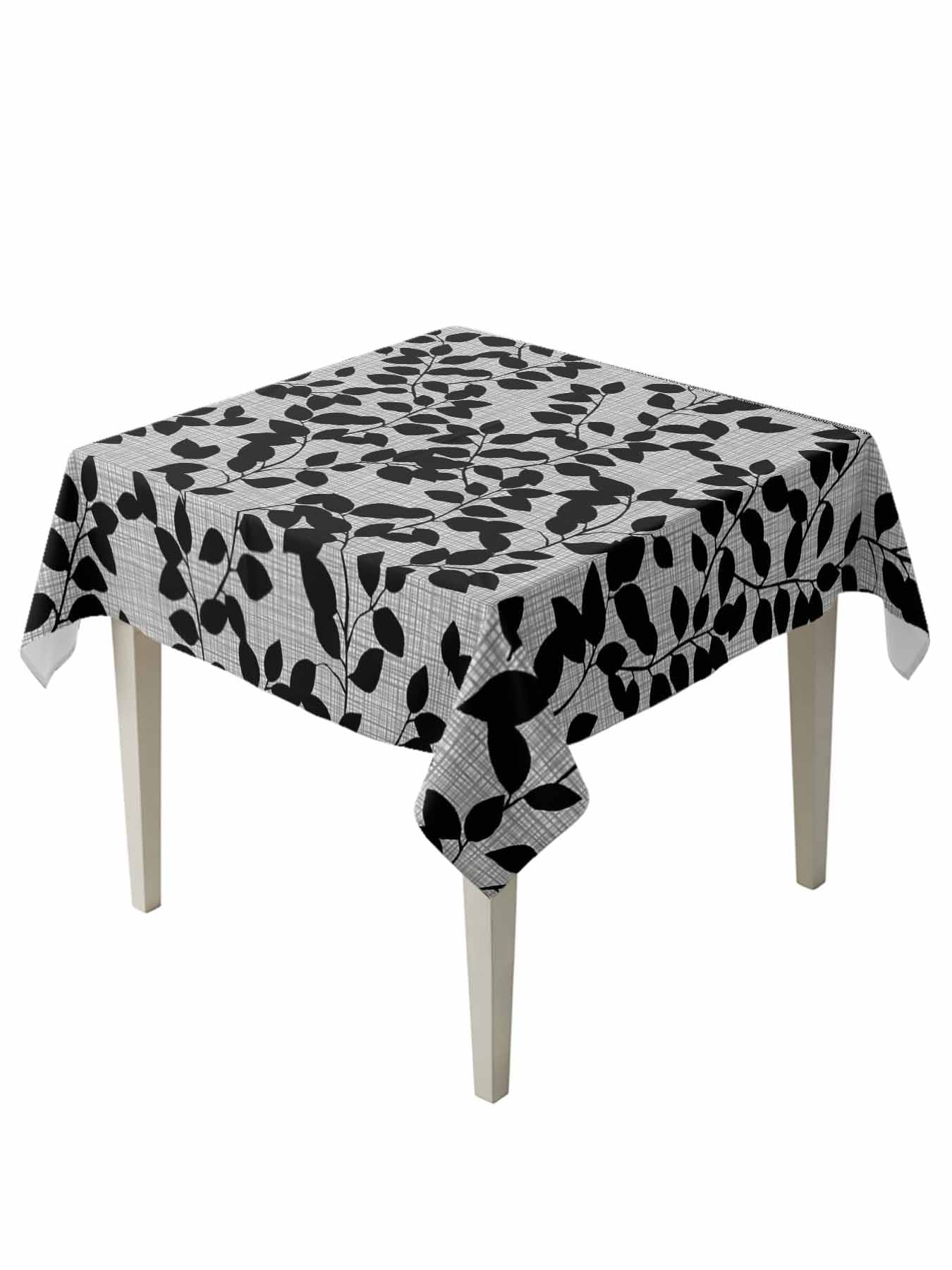 Black Leaves Table Cloth 60x60 Inch Square, Branch Pattern Waterproof ...