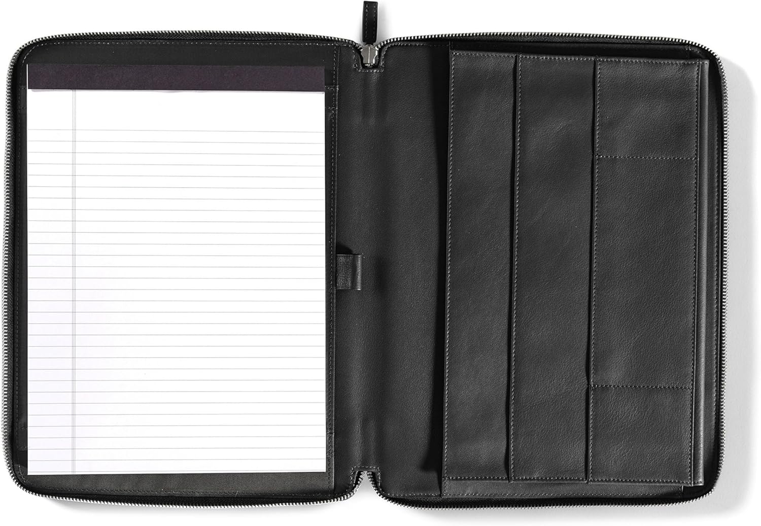 Black Left-Handed Compatible Full Grain Leather Executive Zippered ...