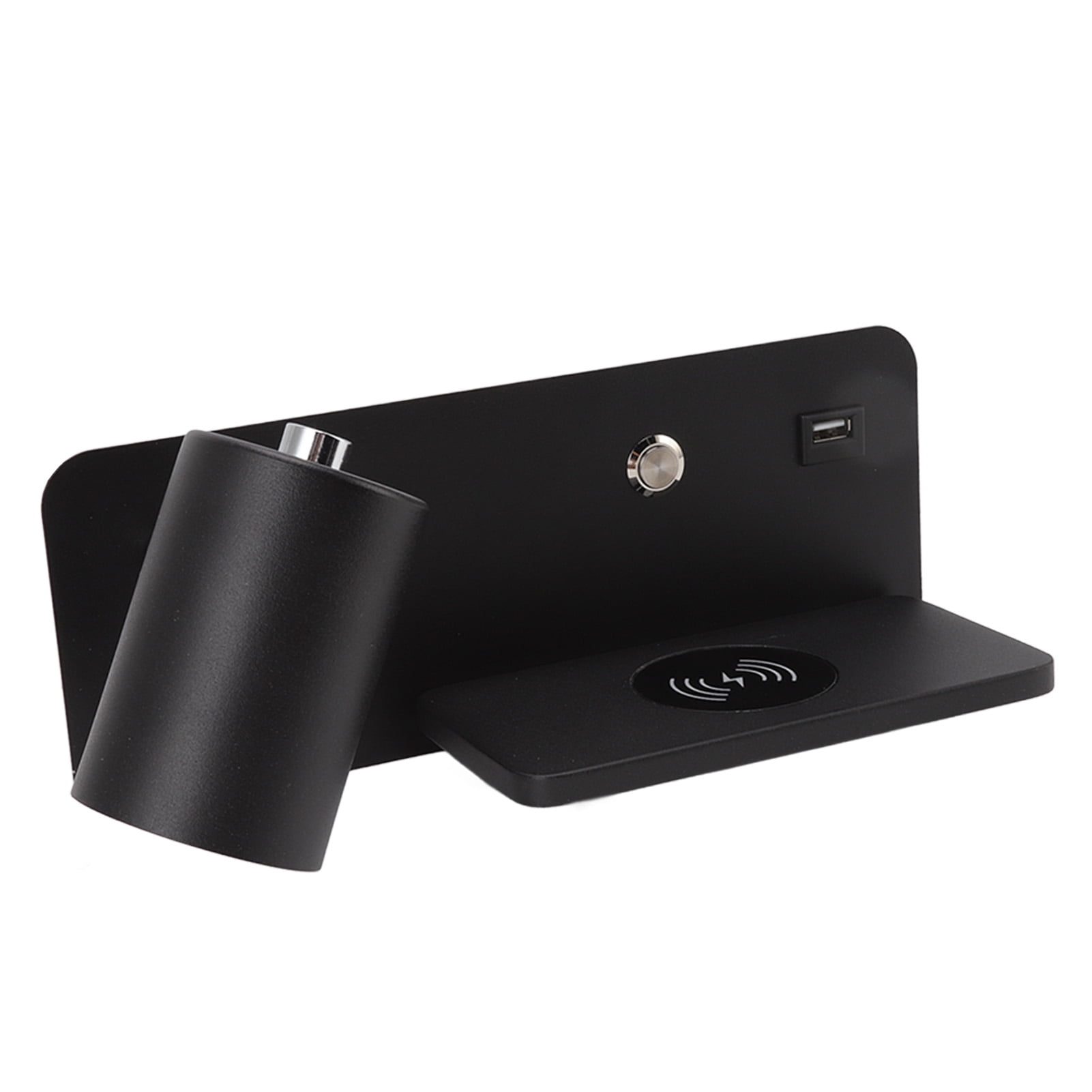 Black Left LED Wall Light with Wireless Charging USB Interface for ...