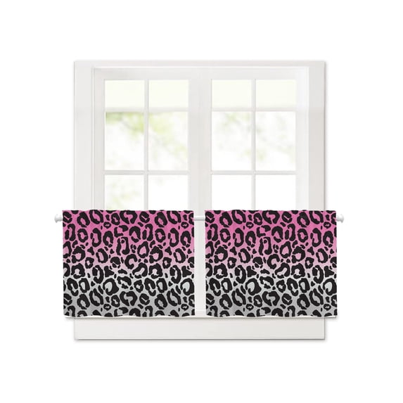 Black Leopard Animal Print Texture Short Blackout Curtains 24 Inch Long ...