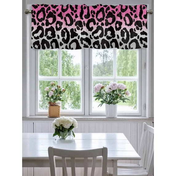 Black Leopard Animal Skin Texture Valances for Windows,Kitchen Valance ...