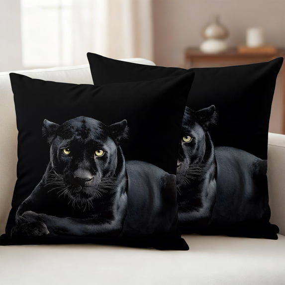 Black Leopard Outdoor Waterproof Throw Pillow Covers 18x18 Set of 2 ...