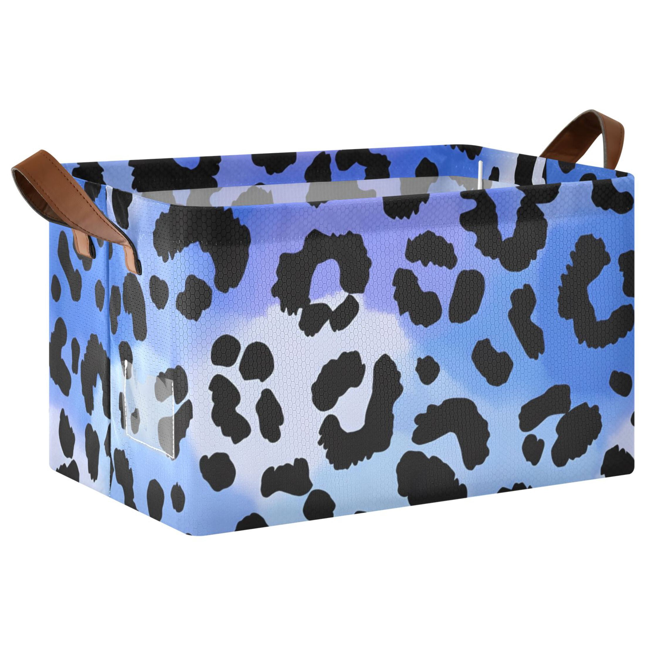 Black Leopard Pattern Collapsible Storage Bin Open Home Shelf Basket ...