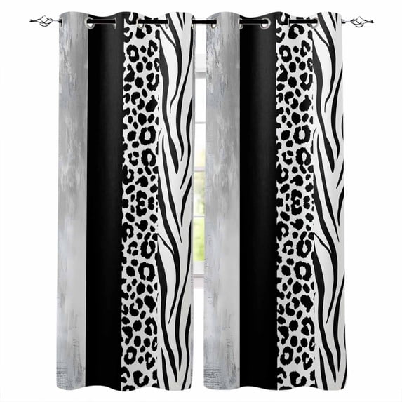 Black Leopard Print Blackout Curtains for Bedroom/Living Room, Thermal ...