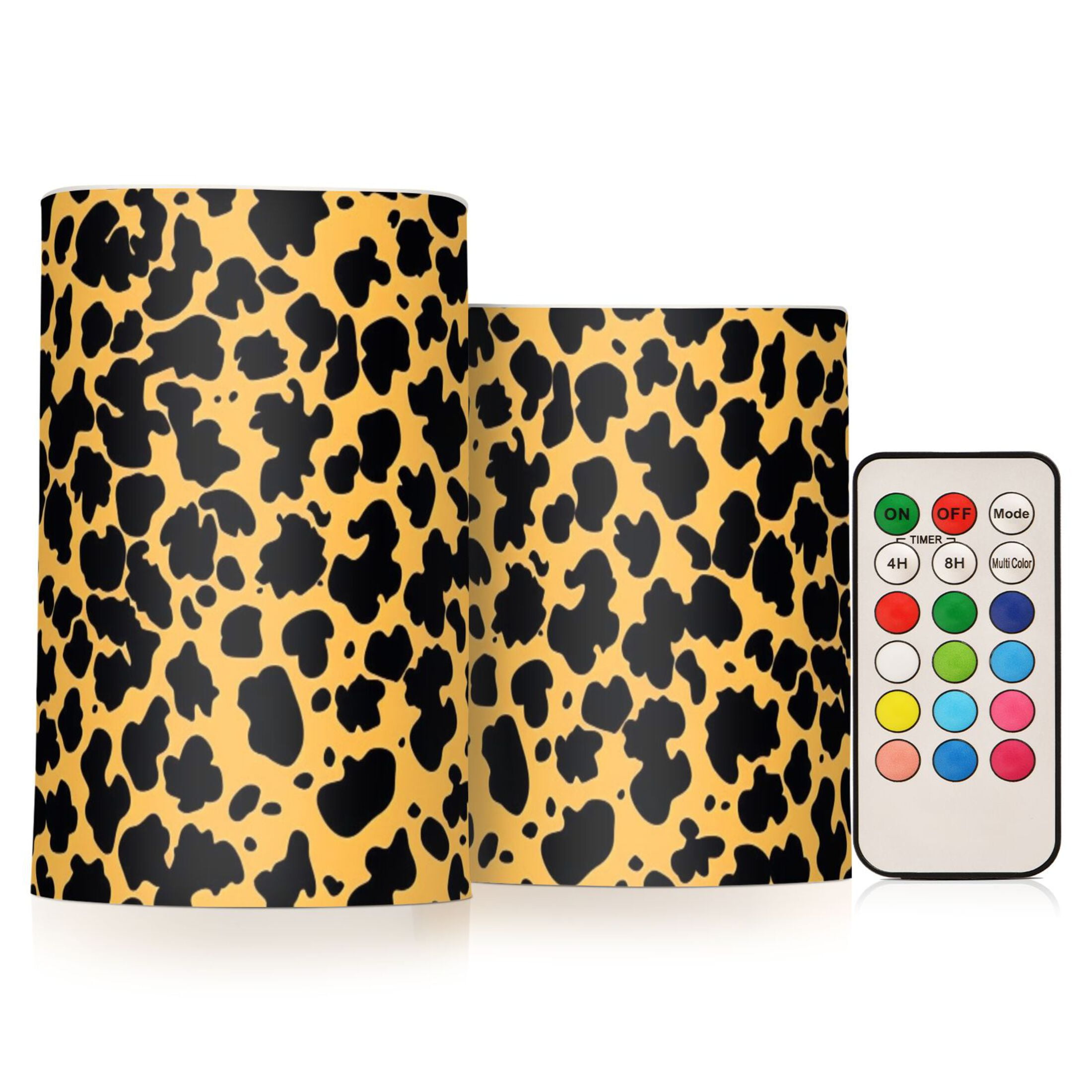 Black Leopard Print Flameless Candles with Remote Timer LED Battery ...