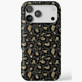 Black Leopard Print Glitter Texture Phone Cover for iPhone 11 12 13 14 ...