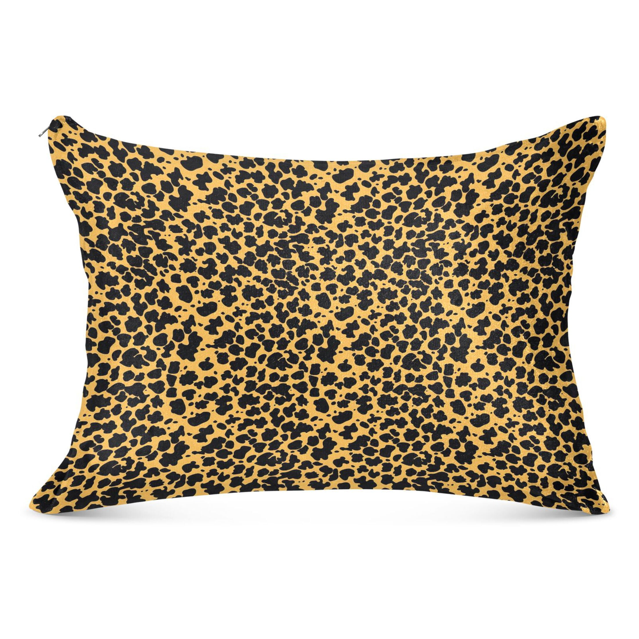 Black Leopard Print Plush Pillow Cases Standard Size Ultra Soft Warm ...