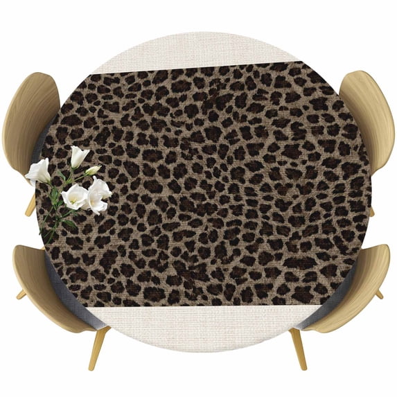 Black Leopard Print Round Tablecloth 45-54 Inch Round Fitted Table ...