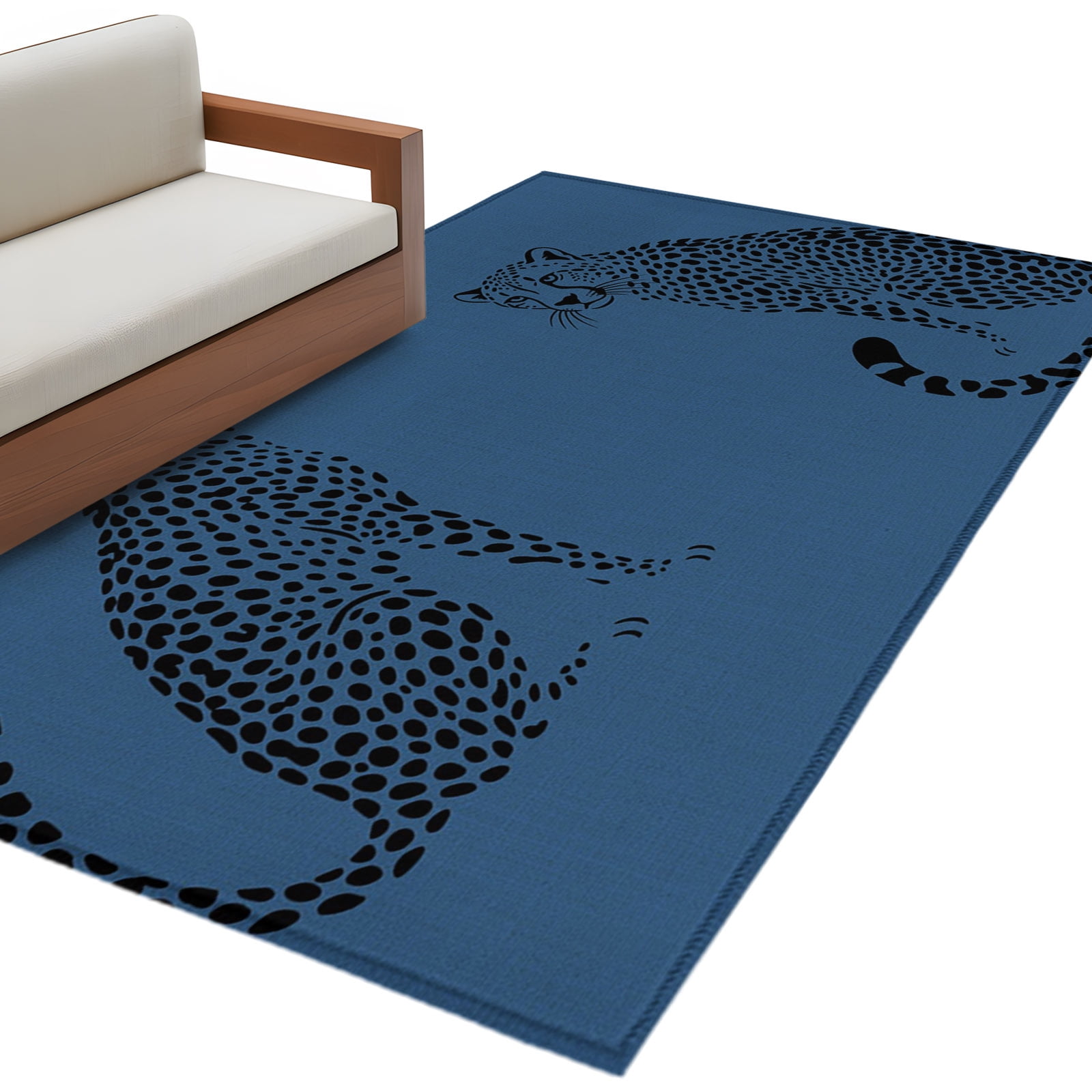 Black Leopard Prints Area Rug 4x6 Washable Rug Non Slip Middle Century ...