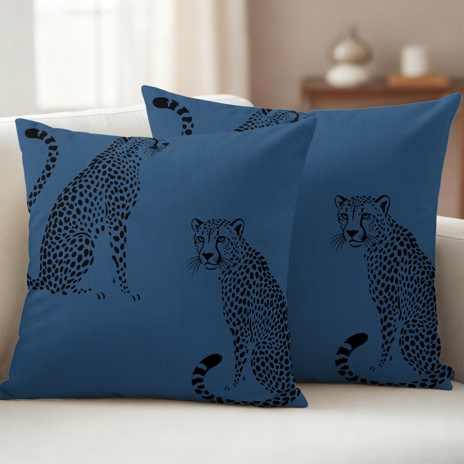 Black Leopard Prints Outdoor Waterproof Throw Pillow Covers 16x16 Set ...