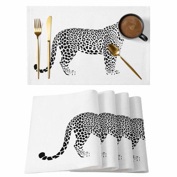 Black Leopard Prints Placemats Set of 4 Modern Simple Wild Animals ...