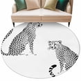 Black Leopard Prints Round Rug 8ft Washable Circle Rugs Non Slip Modern ...