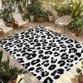 Black Leopard Stripes Outdoor Rug, Retro Black White Animal Print Non ...