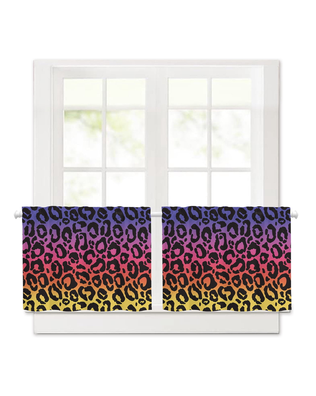 Black Leopard Texture Color Gradient Short Blackout Curtains 24 Inch ...