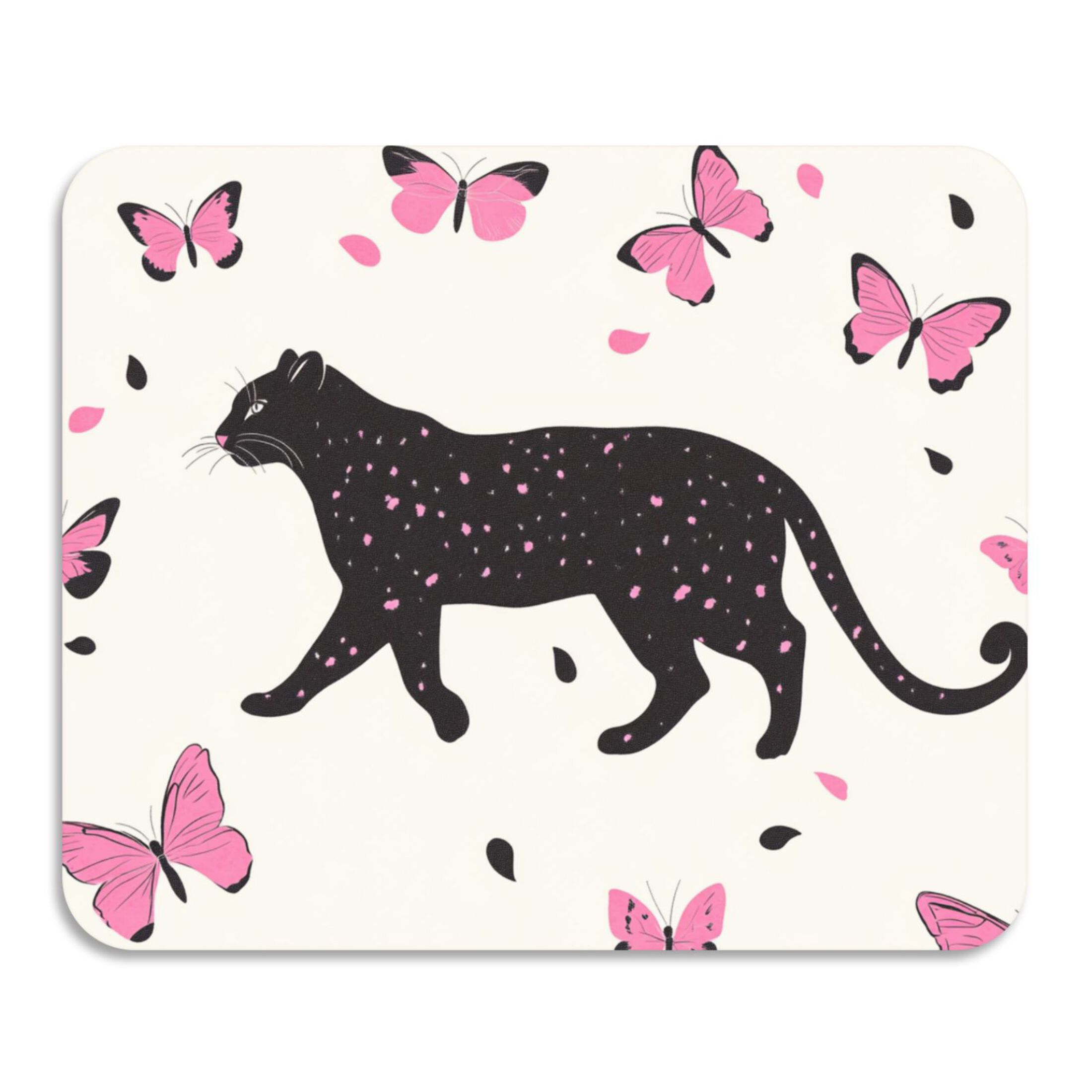 Black Leopard Walking Pink Butterflies Diatomite Dish Drying Mat Drain ...