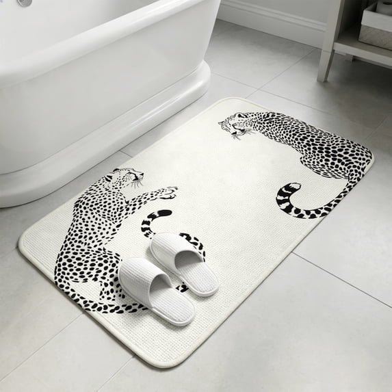 Black Leopards Pattern Bathroom Rugs Non Slip Washable Bath Mat ...