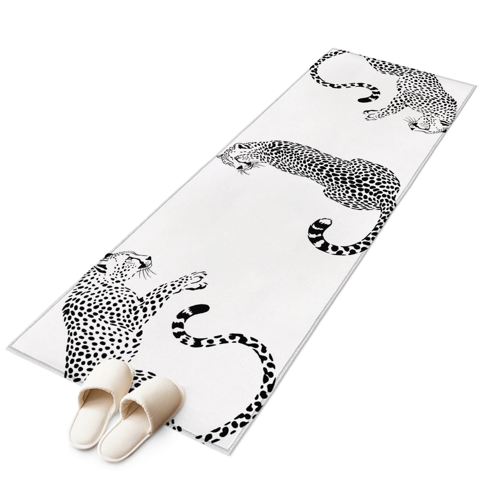 Black Leopards Pattern Kitchen Runner Rug 2x6 Washable Runners for ...