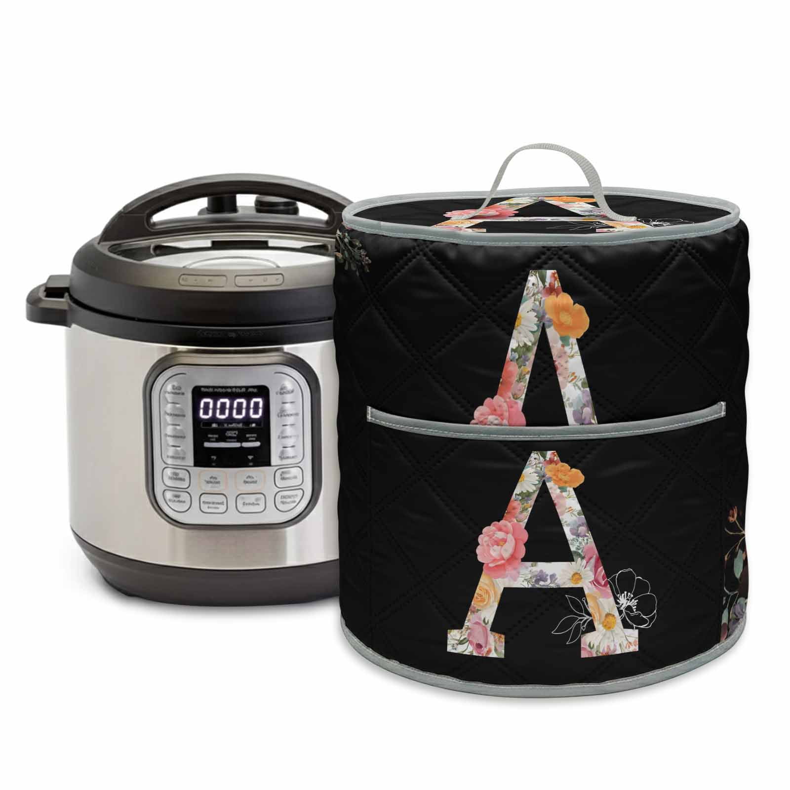 Black Letter A Flower Rice Cooker Cover 6 Quart Watercolor Alphabet A ...