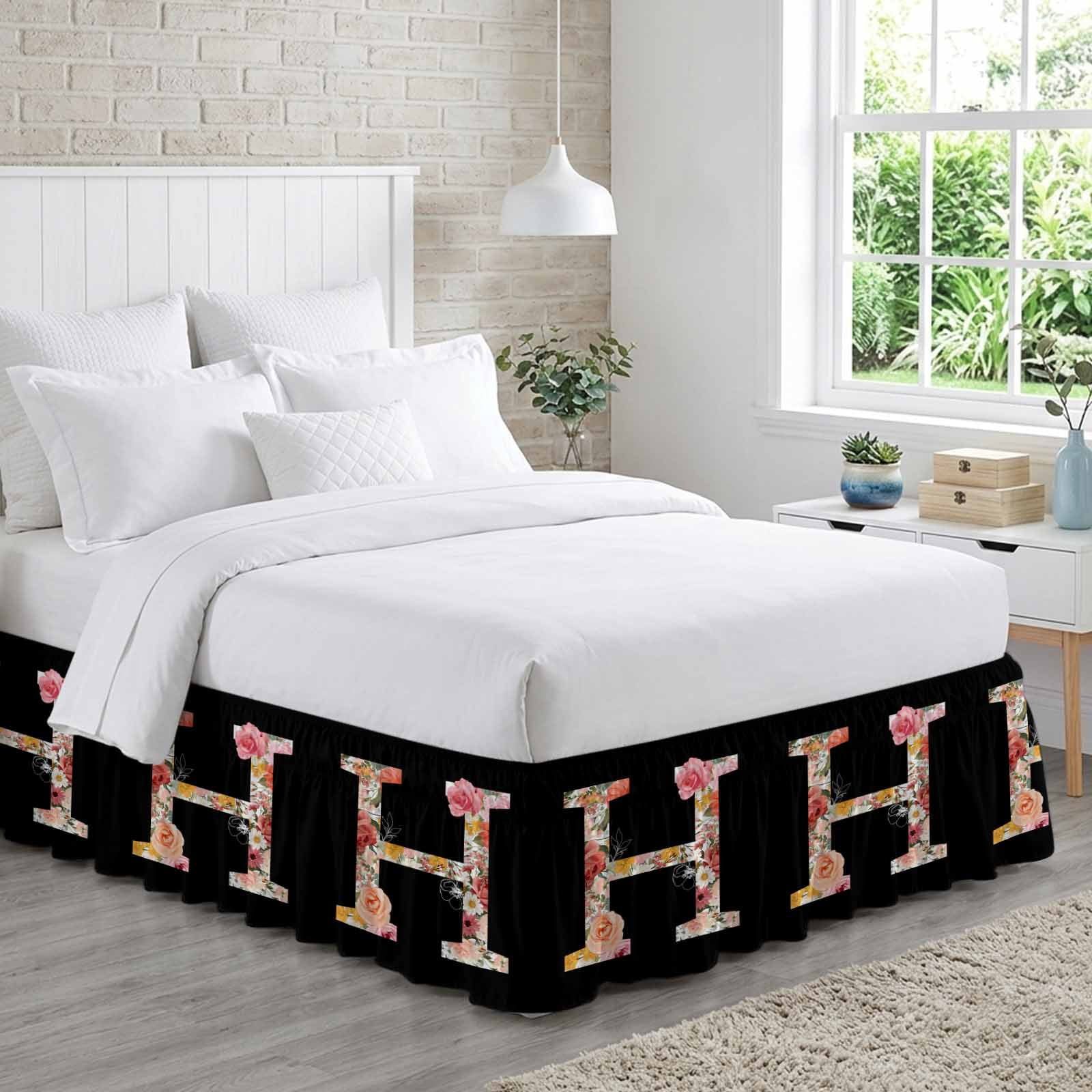Black Letter H Flower Bed Skirt King Size 18 Inch Drop, Watercolor ...
