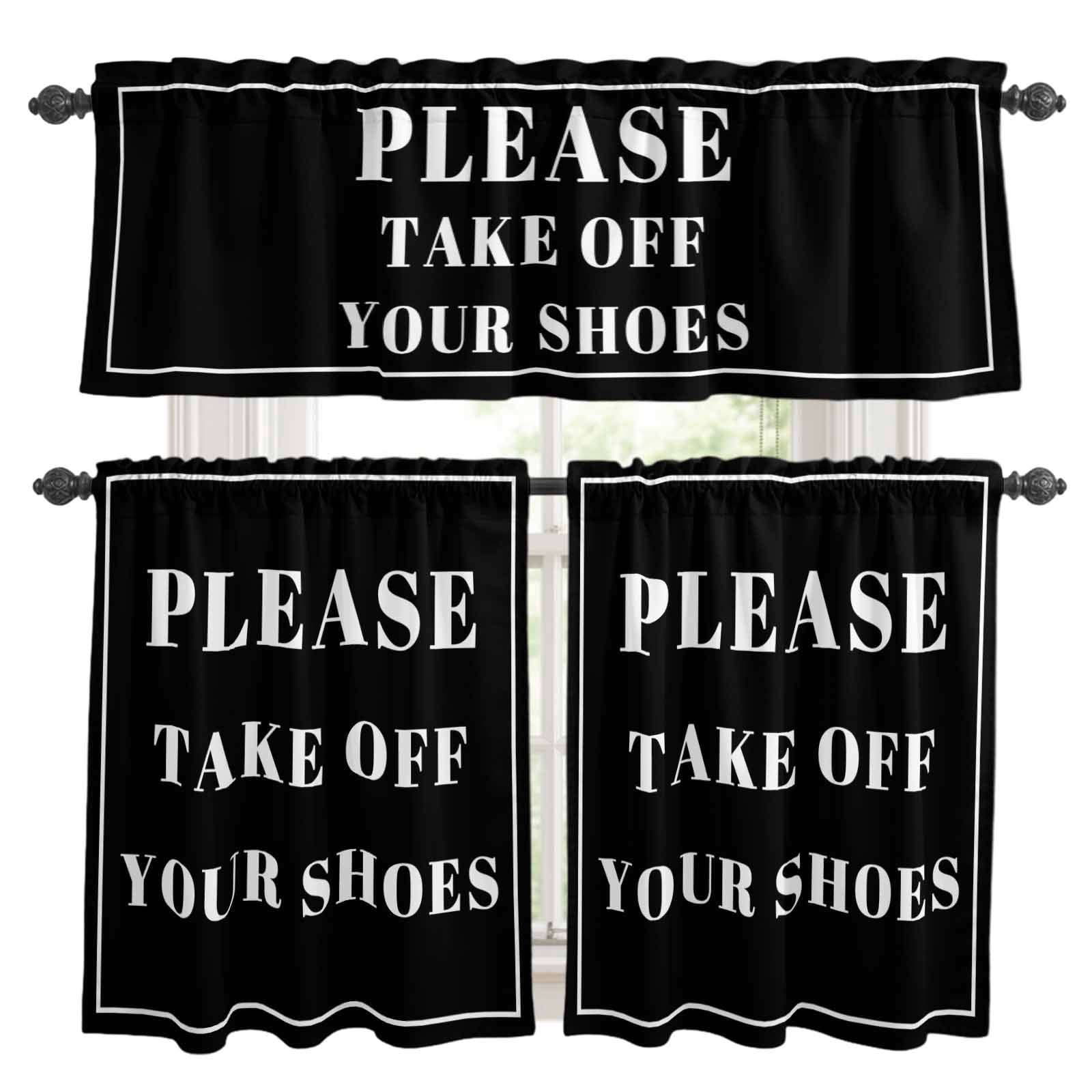 Black Letter Kitchen Curtains Sets for Windows 36 Inch Length, Modern ...
