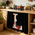Black Letter L Flower Cabinet Curtains 35" W x 35" L Watercolor ...