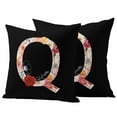 Black Letter Q Flower Outdoor Pillow Covers Set of 2 Watercolor ...