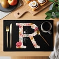 Black Letter R Flower Placemats Set of 6, Watercolor Alphabet R Pink ...