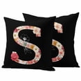 Black Letter S Flower Outdoor Pillow Covers Set of 2 Watercolor ...