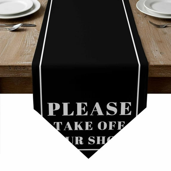 Black Letter Table Runner Linen Burlap Table Runner 72 Inches Long ...