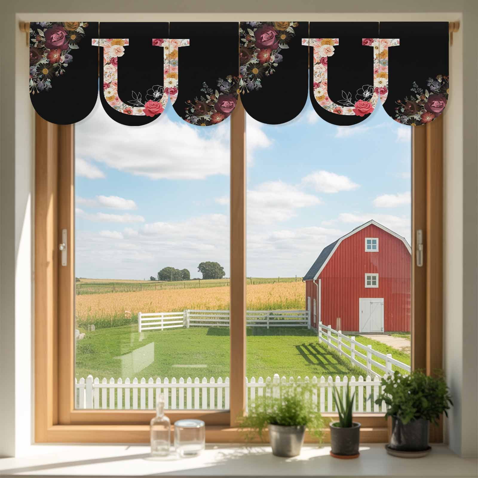 Black Letter U Flower Door Banner Watercolor Alphabet U Pink Beige ...