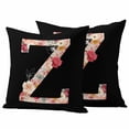 Black Letter Z Flower Outdoor Pillow Covers Set of 2 Watercolor ...