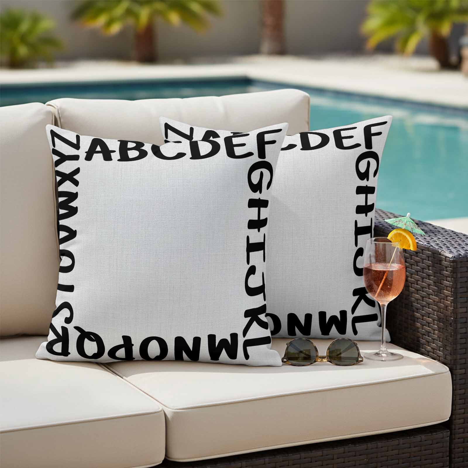 Black Letters Outdoor Pillow Covers 24x24 Inch Throw Pillow Covers Set ...