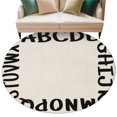 Black Letters Round Rug 8ft Washable Circle Rugs Non Slip Modern ...