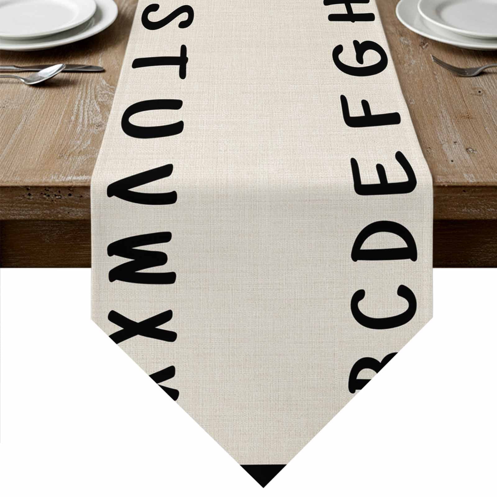 Black Letters Table Runner Linen Burlap Table Runner 72 Inches Long ...