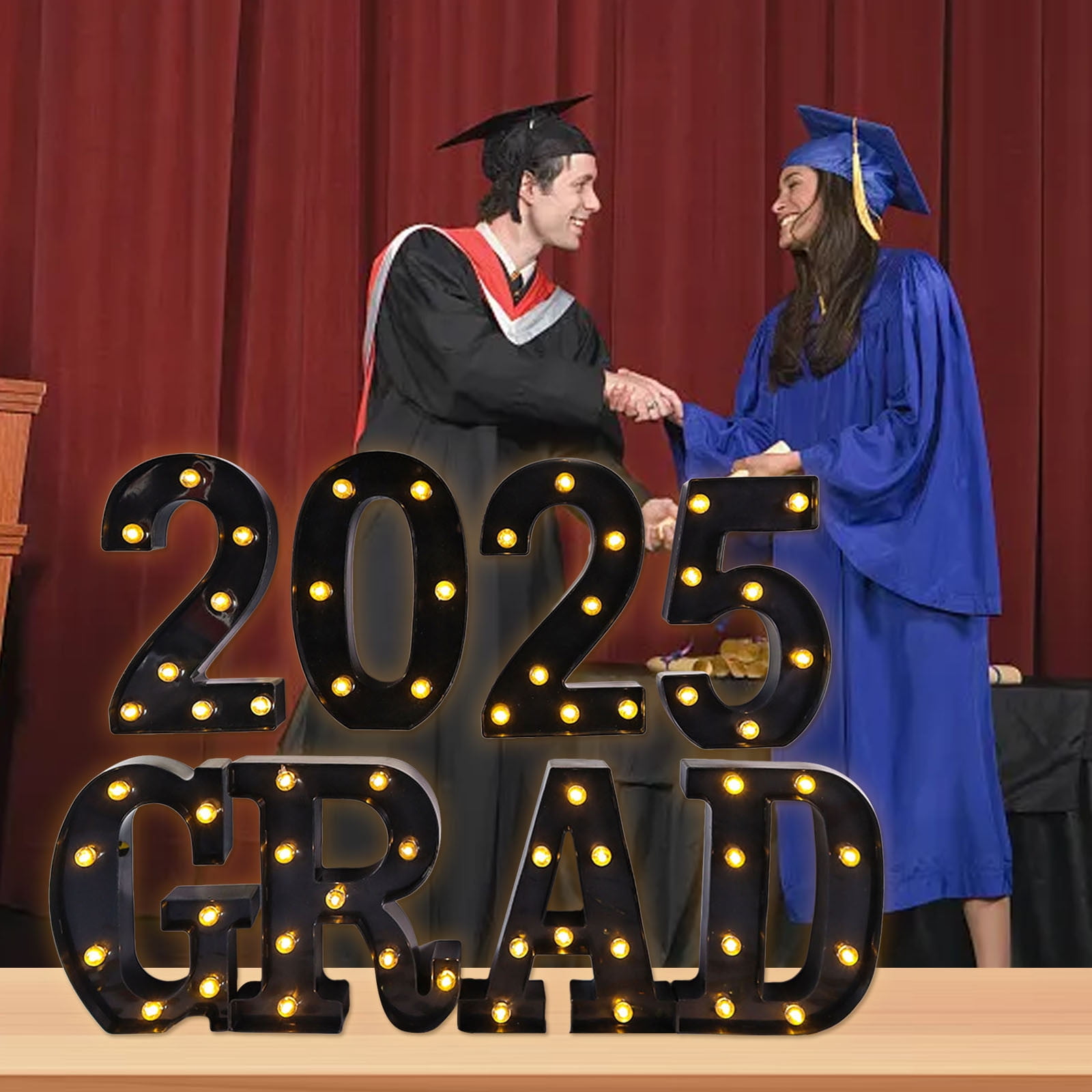 Black Light Up 2025 Grad Sign - 26 Inch | Neon Graduation Sign | 2025 ...