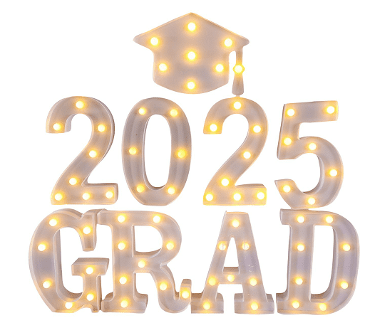 Black Light Up 2025 Grad Sign - 8.5 Inch | Neon Graduation Sign | 2025 ...