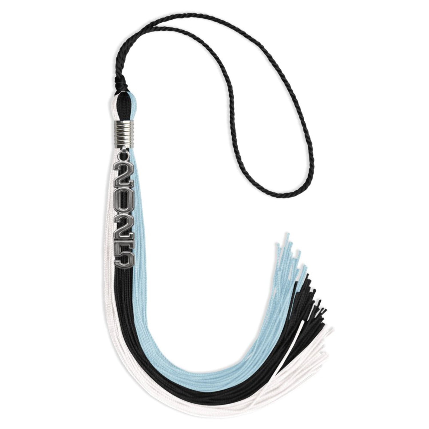 Endea Graduation Black/Light Blue/White Graduation Tassel with Silver ...