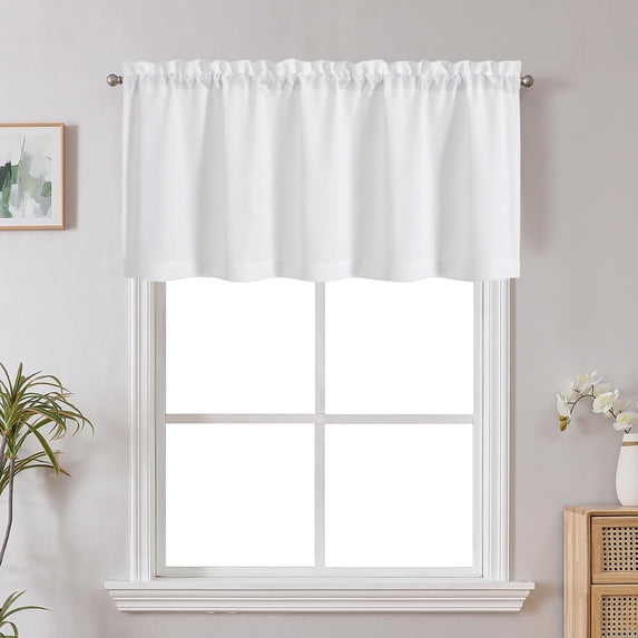 Black Light Filtering Faux Linen Window Valance Curtain, Small Short ...