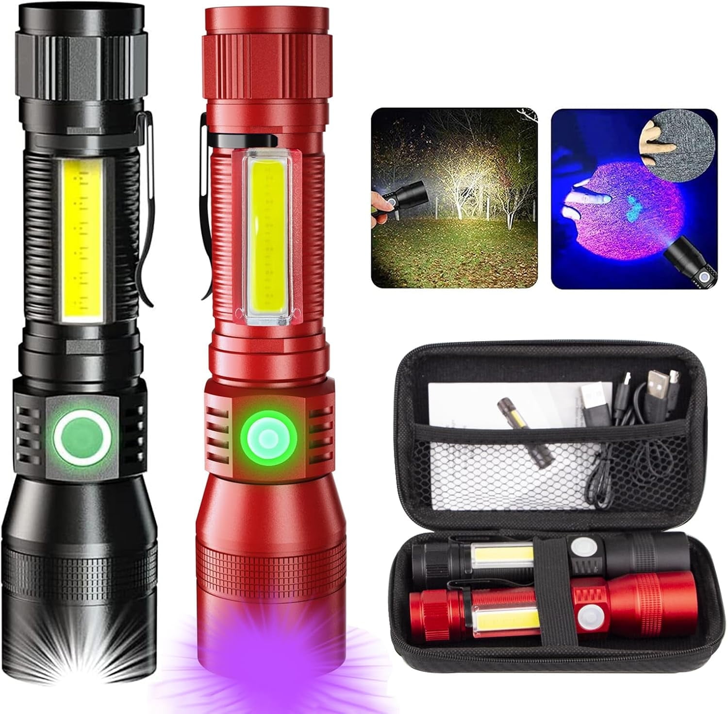 Banral UV Flashlight Black Light, Rechargeable 3-in-1 Magnetic LED ...